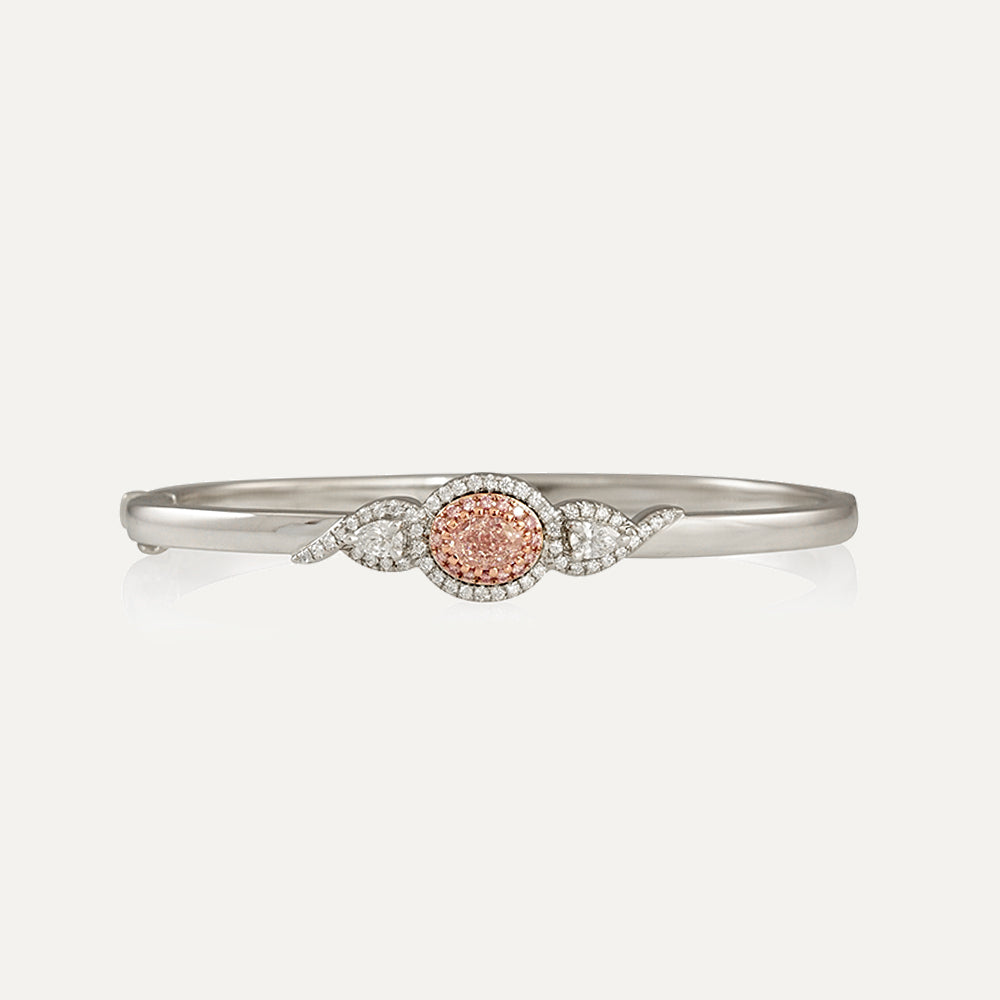 Double Halo Pink Diamond Bangle for Bouthayna